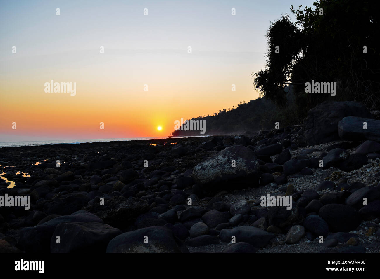 Landscape of paradise tropical island beach Sunset shot. Lampung ...