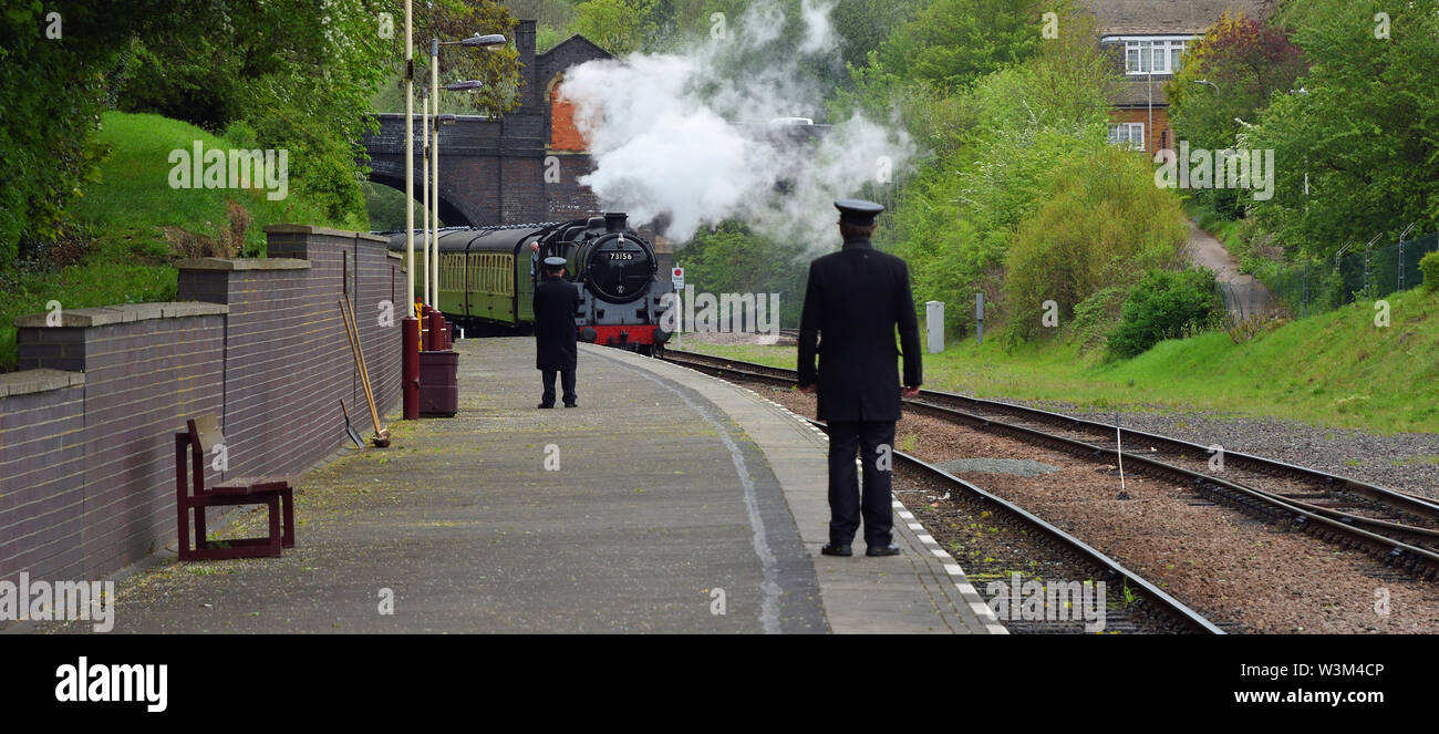 BR Standard Class 5 73156 Steam Engine pulling into North Leicester ...