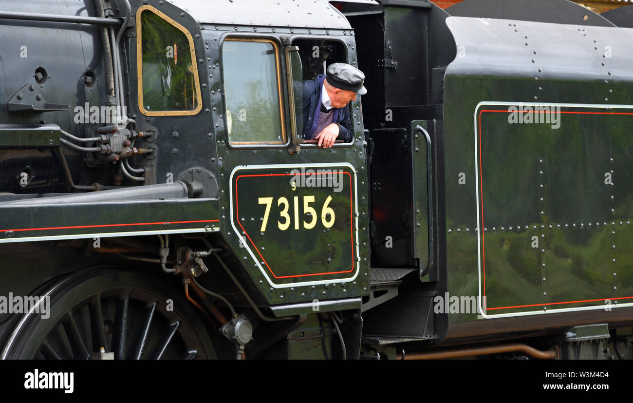 BR Standard Class 5 73156 Steam Engine close up with driver North ...