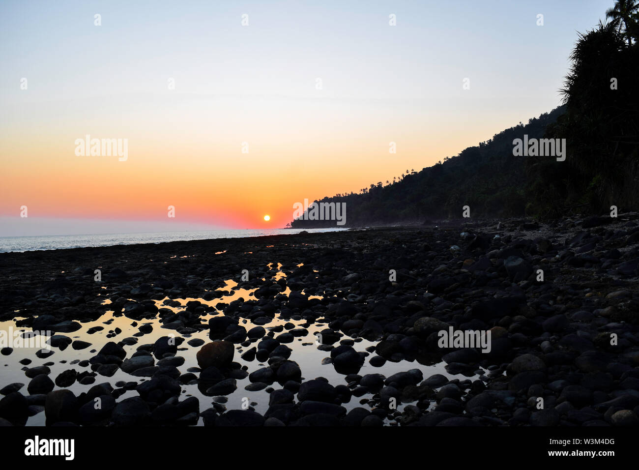 Landscape of paradise tropical island beach Sunset shot. Lampung ...