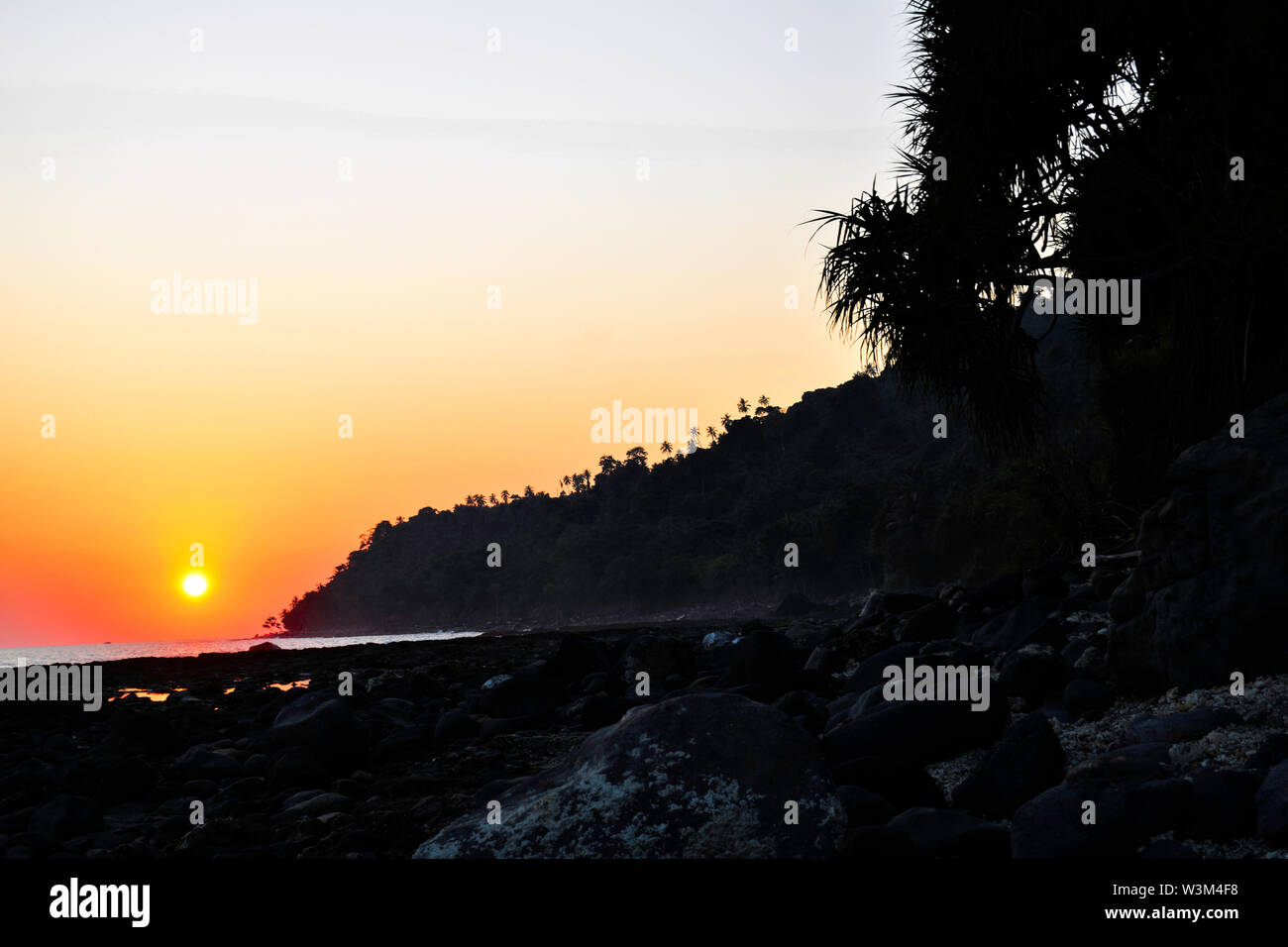 Landscape of paradise tropical island beach Sunset shot. Lampung ...