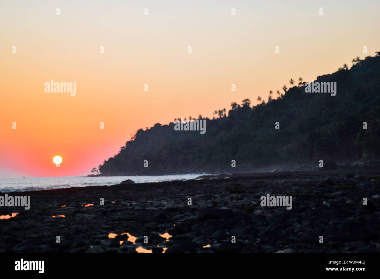Landscape of paradise tropical island beach Sunset shot. Lampung ...