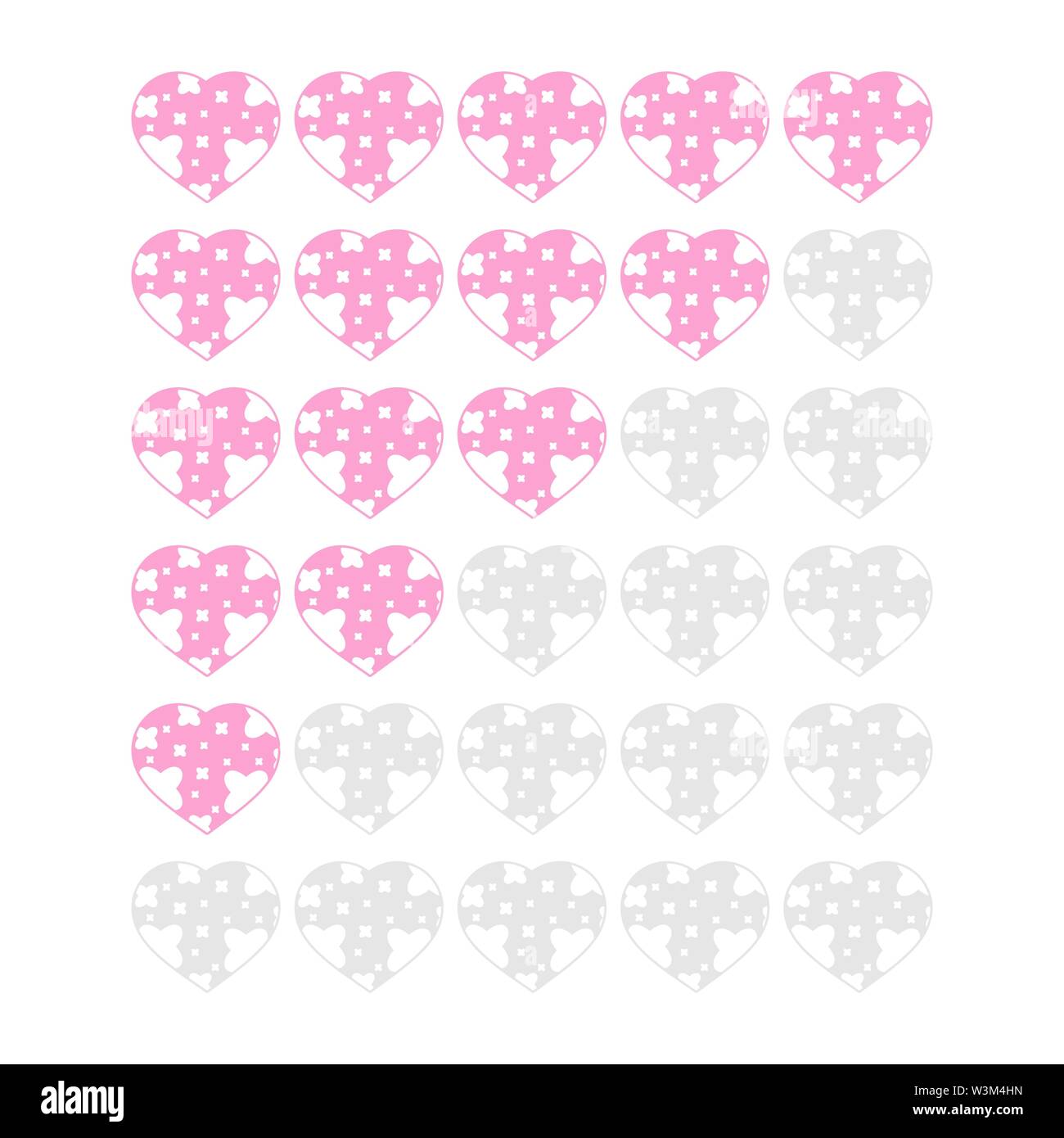 Five hearts rating icons. Evaluation of the hotel, service, product ...