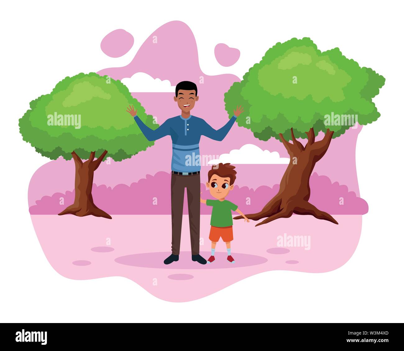 Family single father with children cartoon Stock Vector Image & Art - Alamy