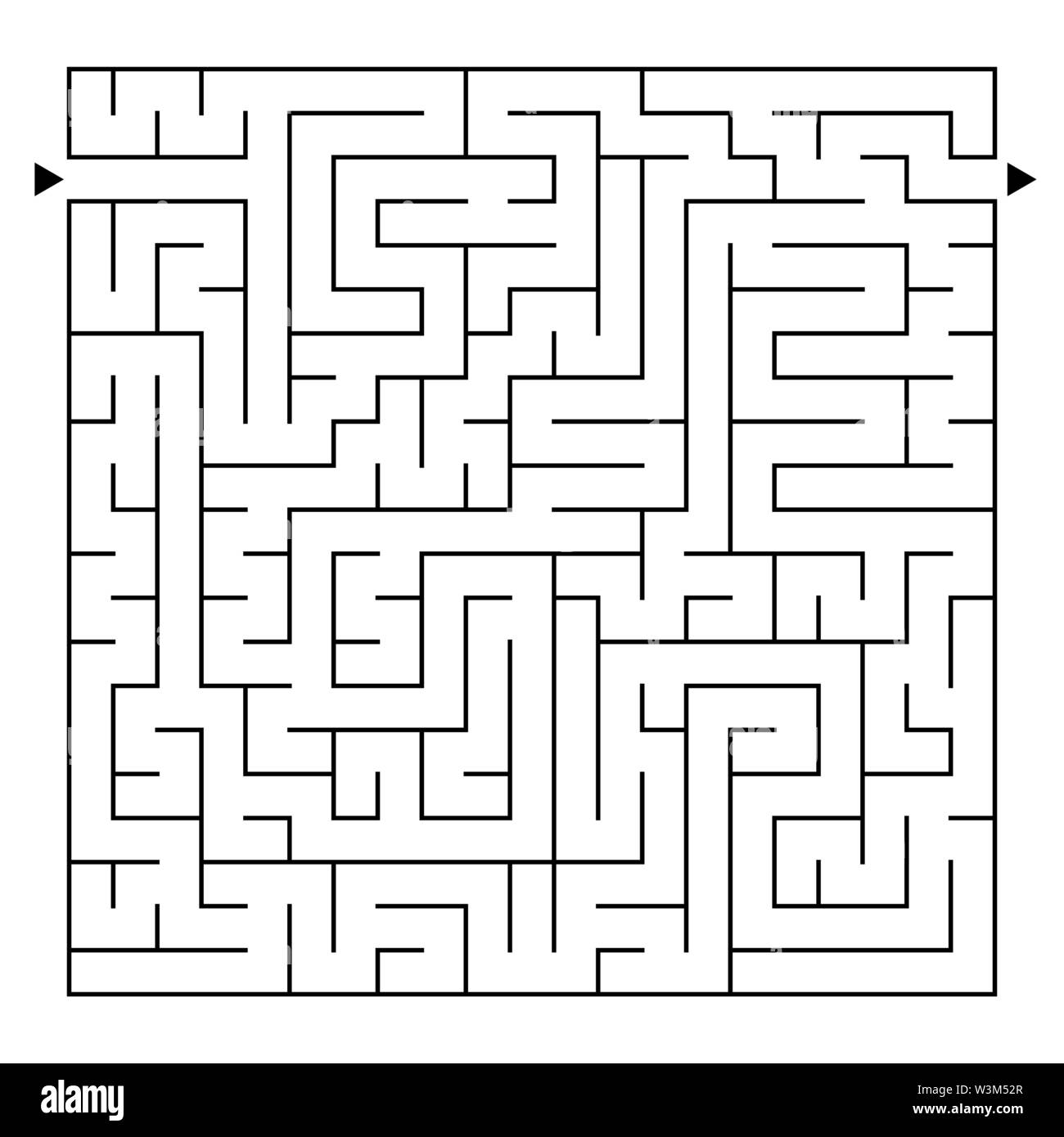 Abstract complex square isolated labyrinth. Black color on a white ...