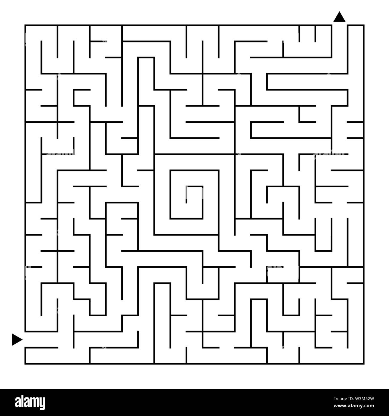Abstract complex square isolated labyrinth. Black color on a white ...