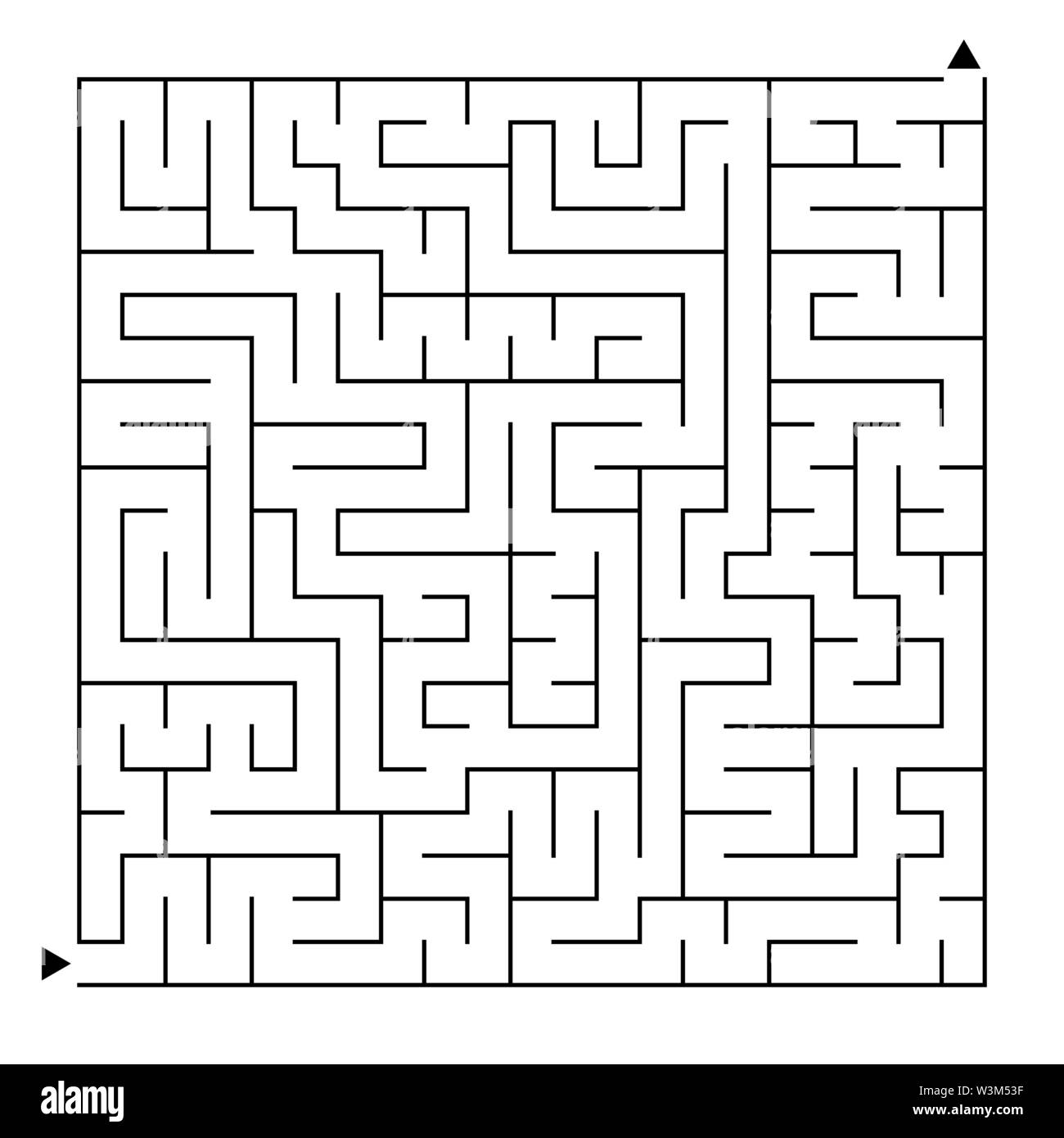 Abstract complex square isolated labyrinth. Black color on a white ...