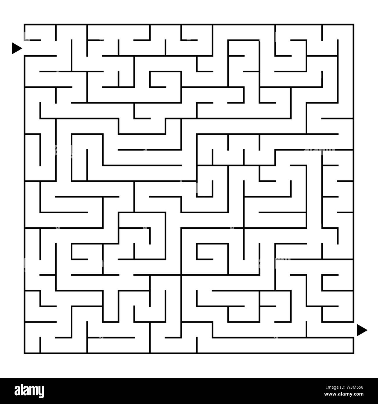 Abstract complex square isolated labyrinth. Black color on a white ...