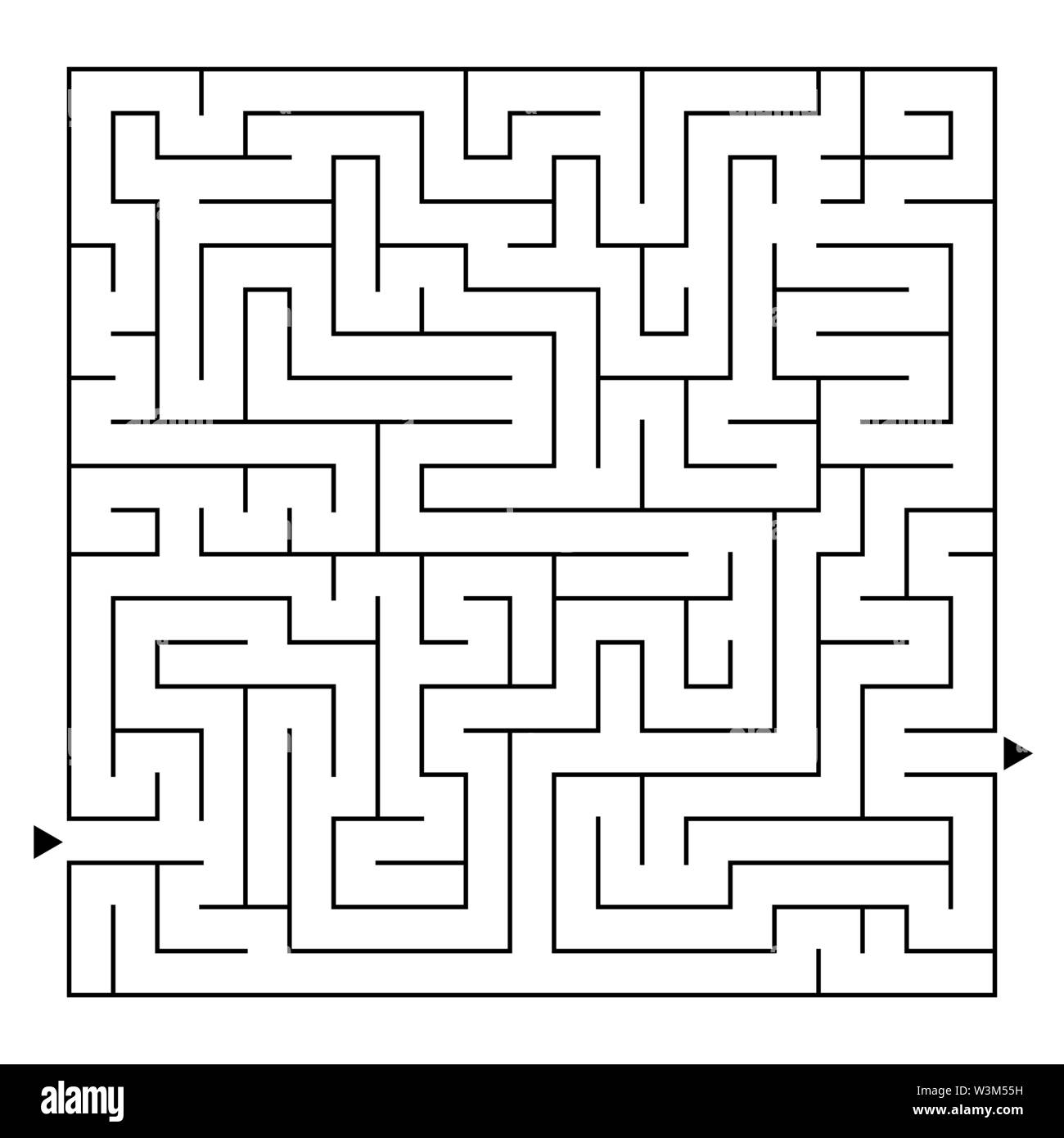 Abstract complex square isolated labyrinth. Black color on a white ...