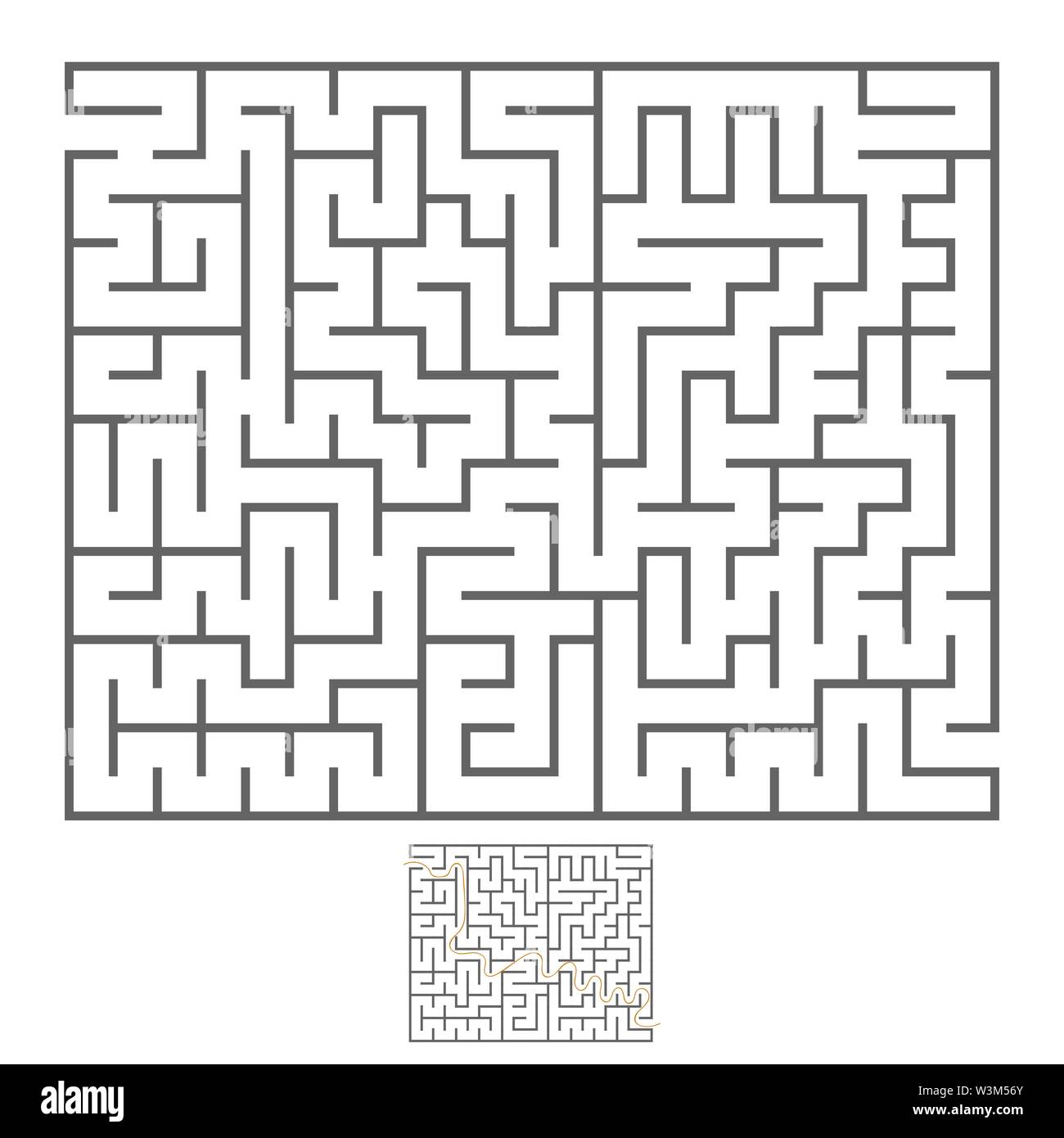 Abstract rectangular isolated labyrinth. Black color on a white ...