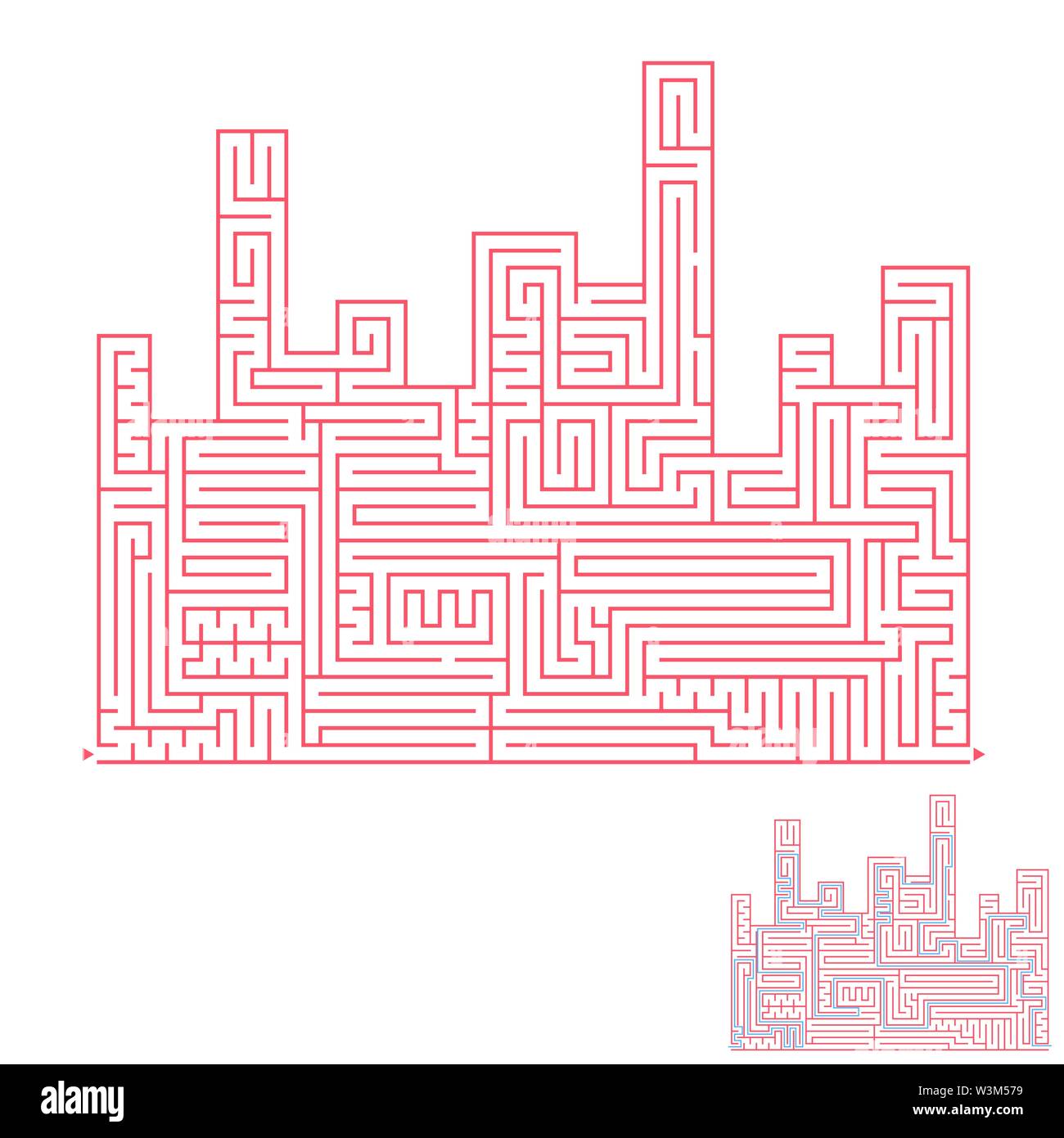 Abstract complex large isolated labyrinth in the shape of city ...