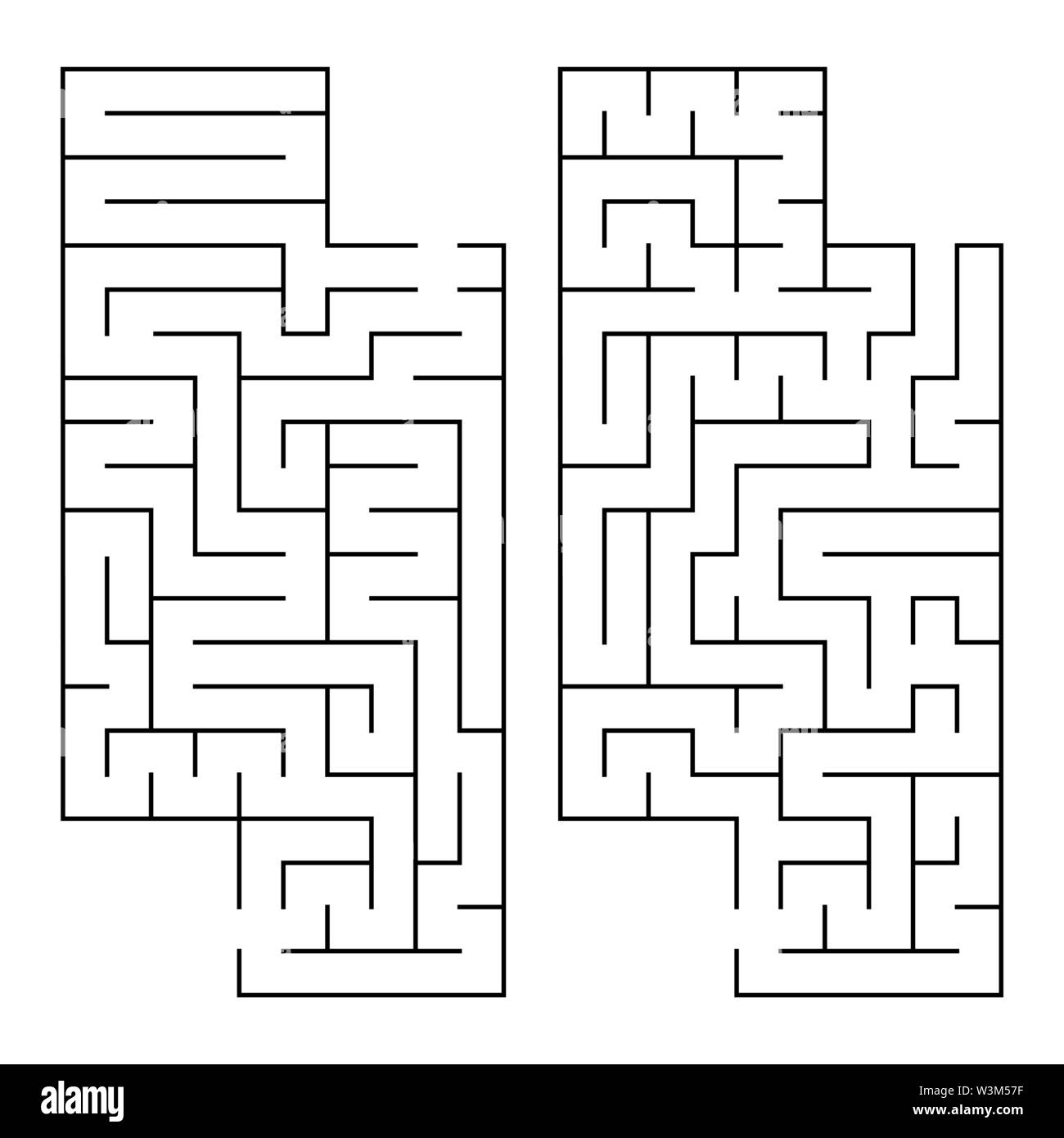 Abstract rectangular isolated labyrinth. Black color on a white ...
