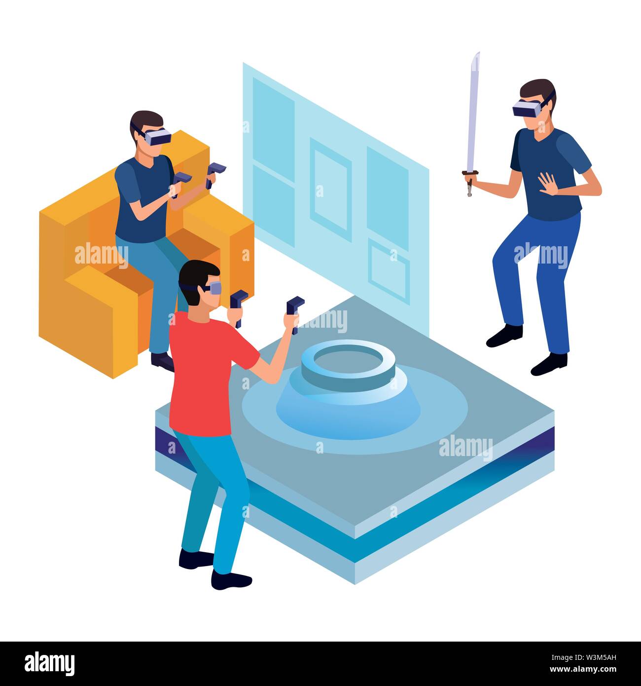 virtual reality technology experience cartoon Stock Vector Image & Art ...