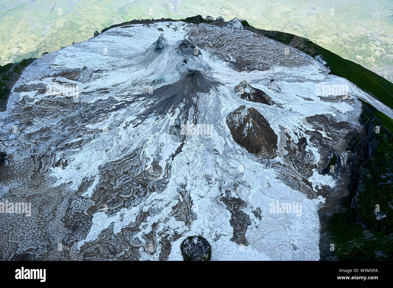 Rising crater floor and lava chimneys building up on volcano Oldoinyo ...