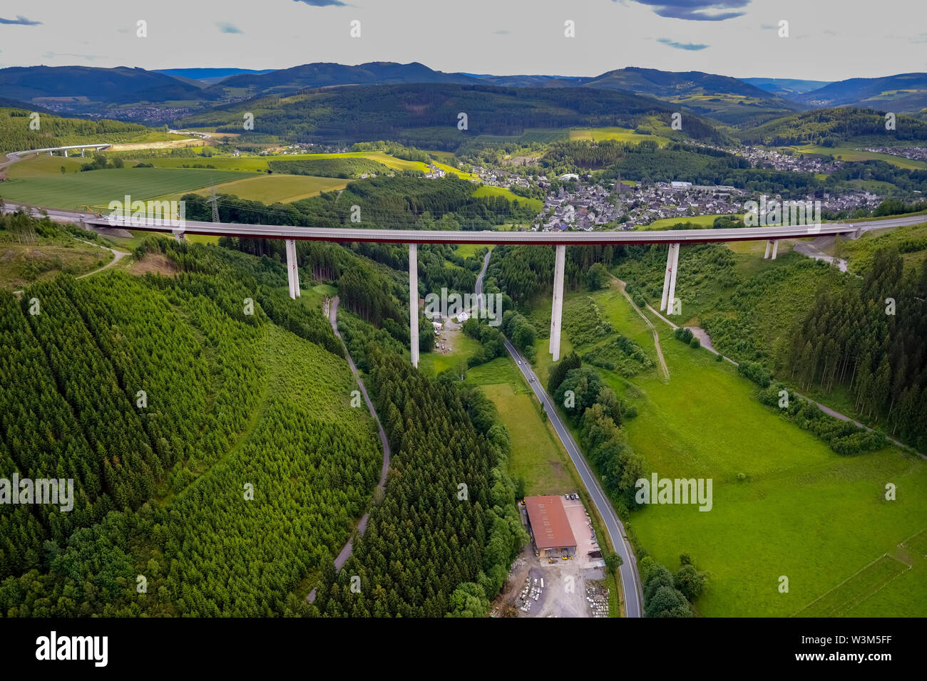 Aerial view of the highest motorway bridge in North Rhine-Westphalia ...