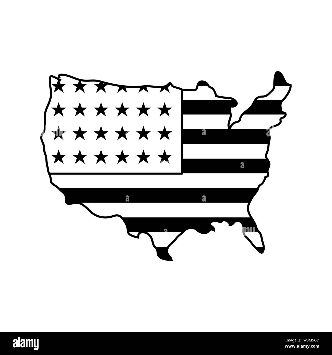 map with united state of american flag vector illustration design Stock ...