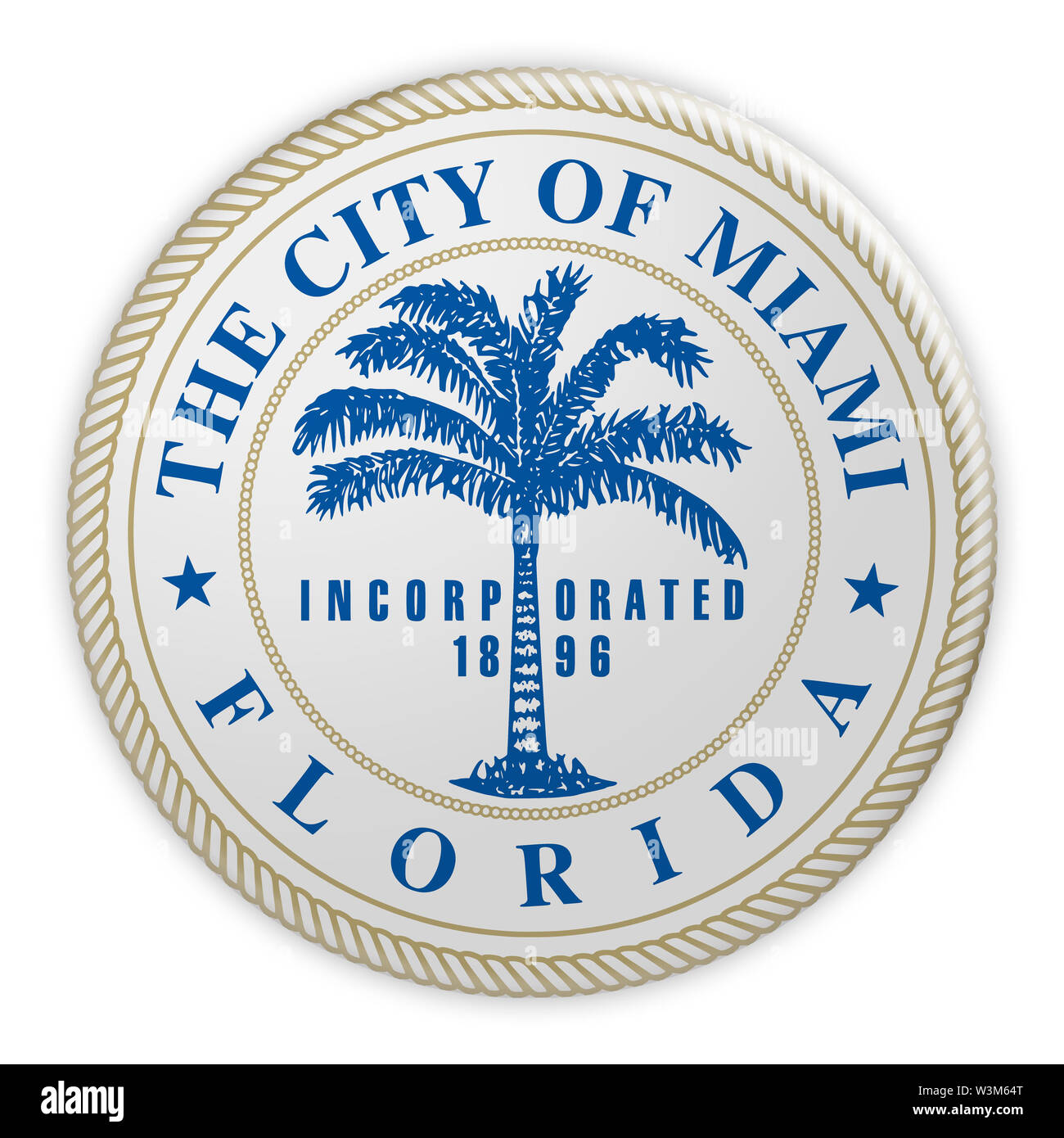 US City Button: Miami, Florida, Seal Badge, 3d illustration on white ...