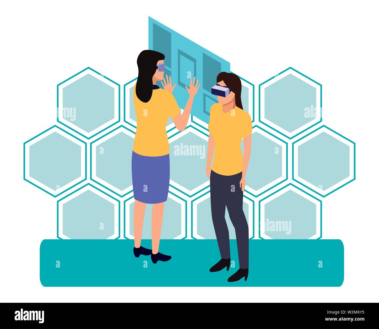 virtual reality technology experience cartoon Stock Vector Image & Art ...