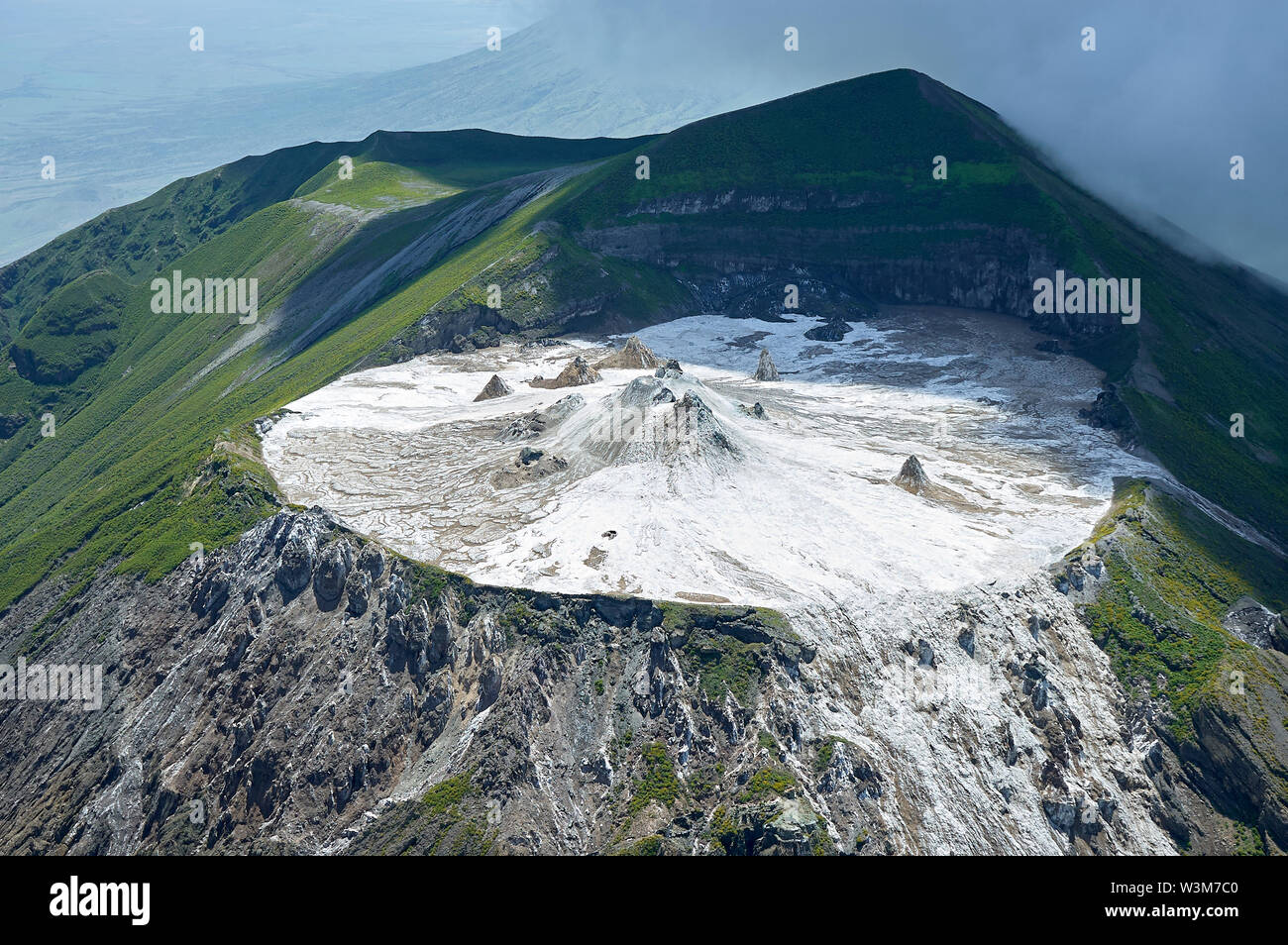 Rising crater floor and lava chimneys building up on volcano Oldoinyo ...
