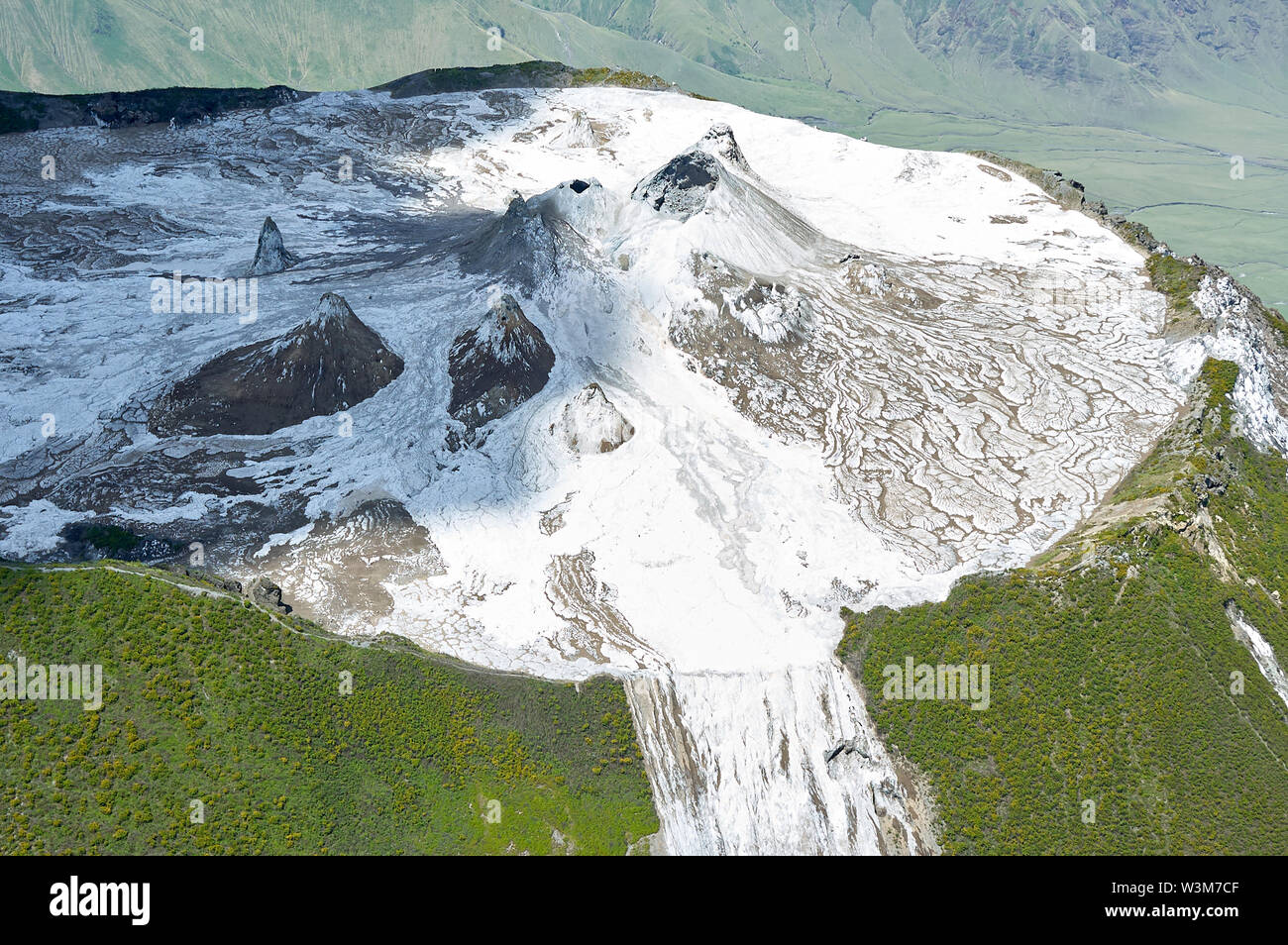Rising crater floor and lava chimneys building up on volcano Oldoinyo ...