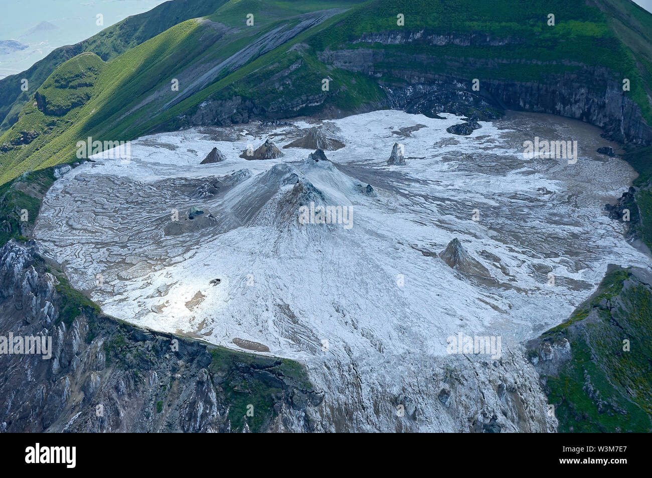 Rising crater floor and lava chimneys building up on volcano Oldoinyo ...