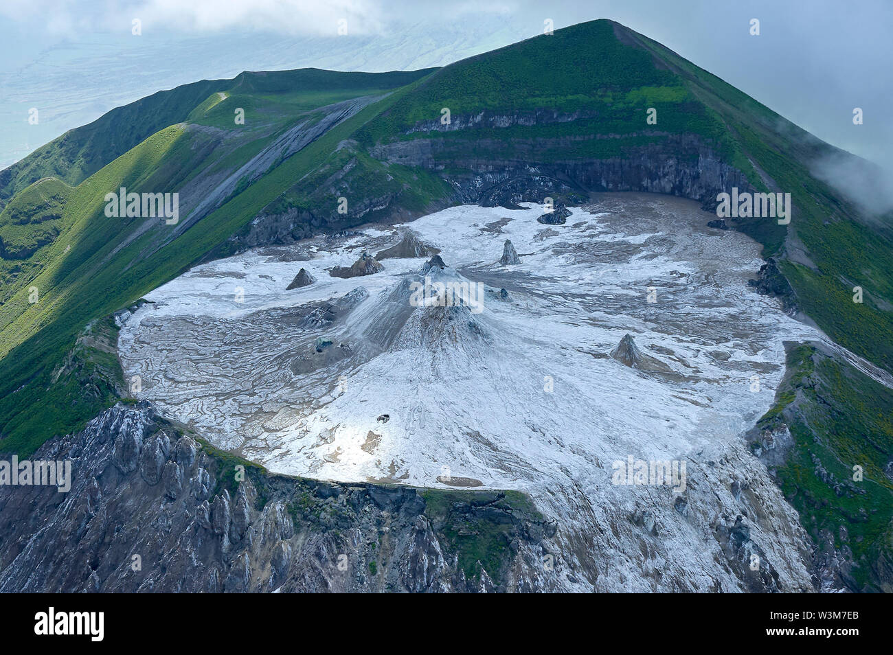 Rising crater floor and lava chimneys building up on volcano Oldoinyo ...