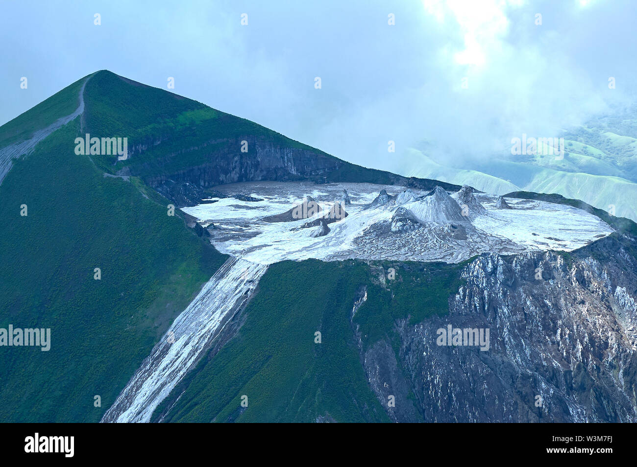 Rising crater floor and lava chimneys building up on volcano Oldoinyo ...