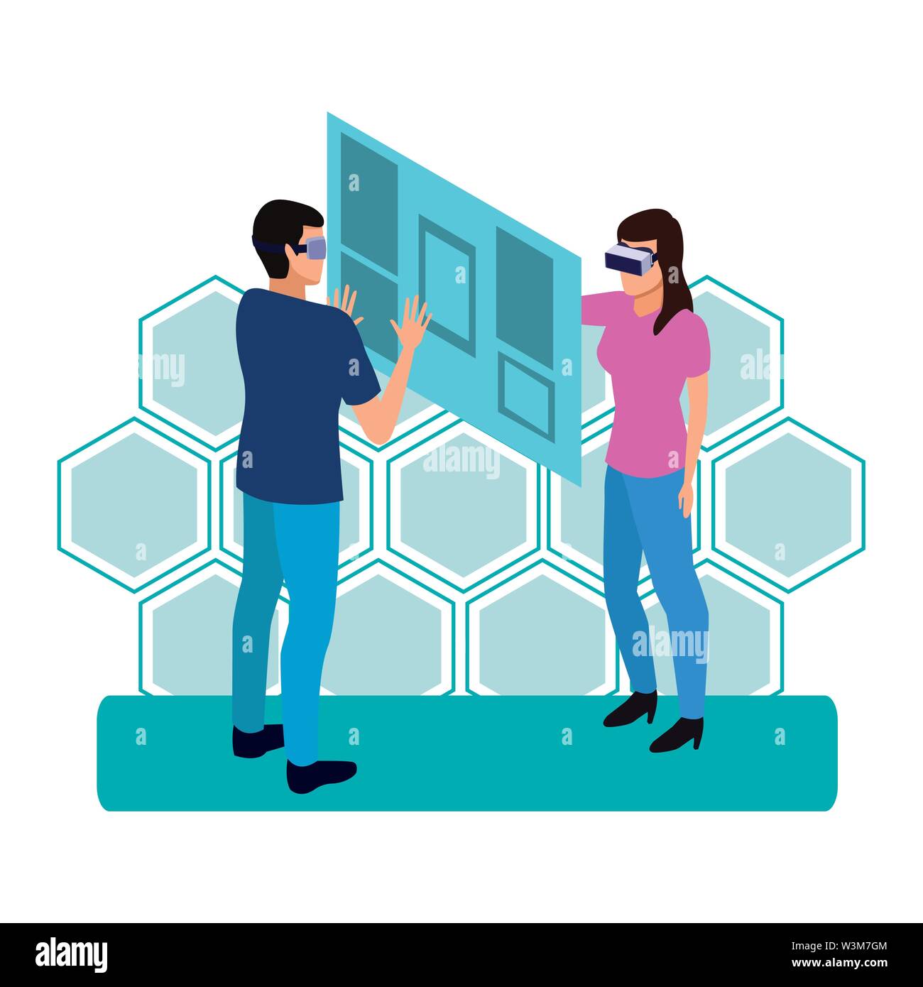 virtual reality technology experience cartoon Stock Vector Image & Art ...