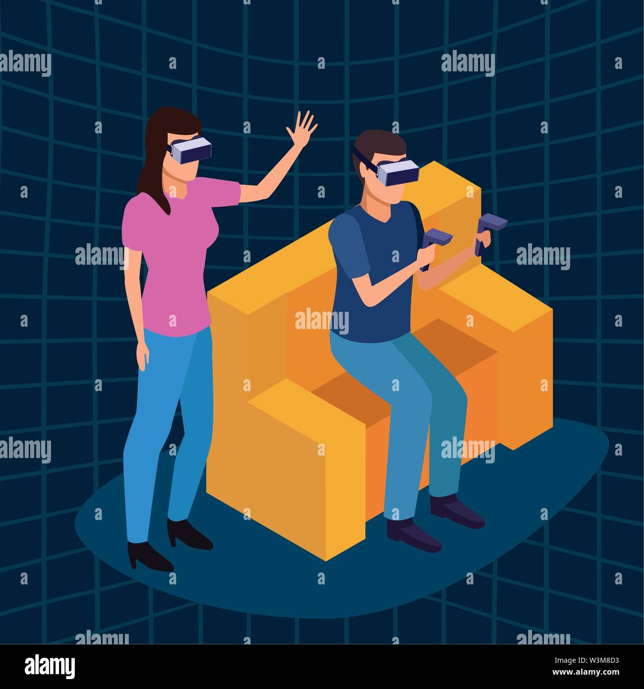 Young couple enjoying tech Stock Vector Images - Alamy