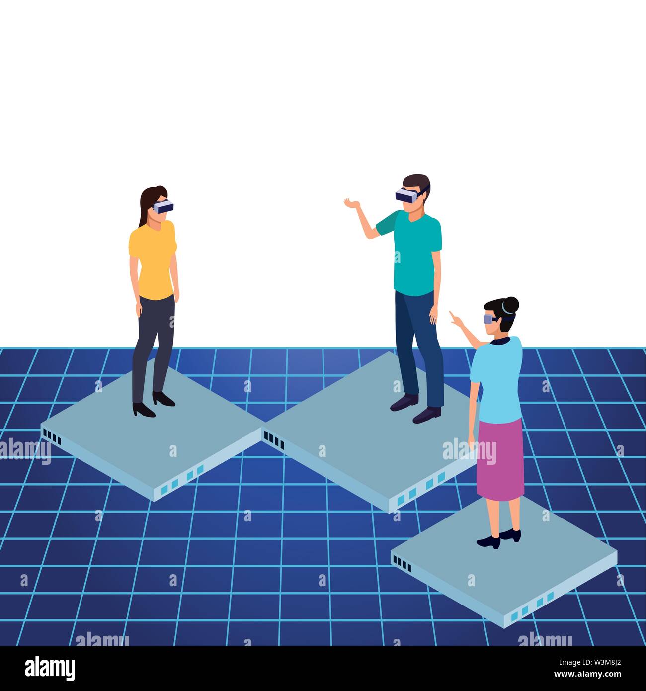 virtual reality technology experience cartoon Stock Vector Image & Art ...