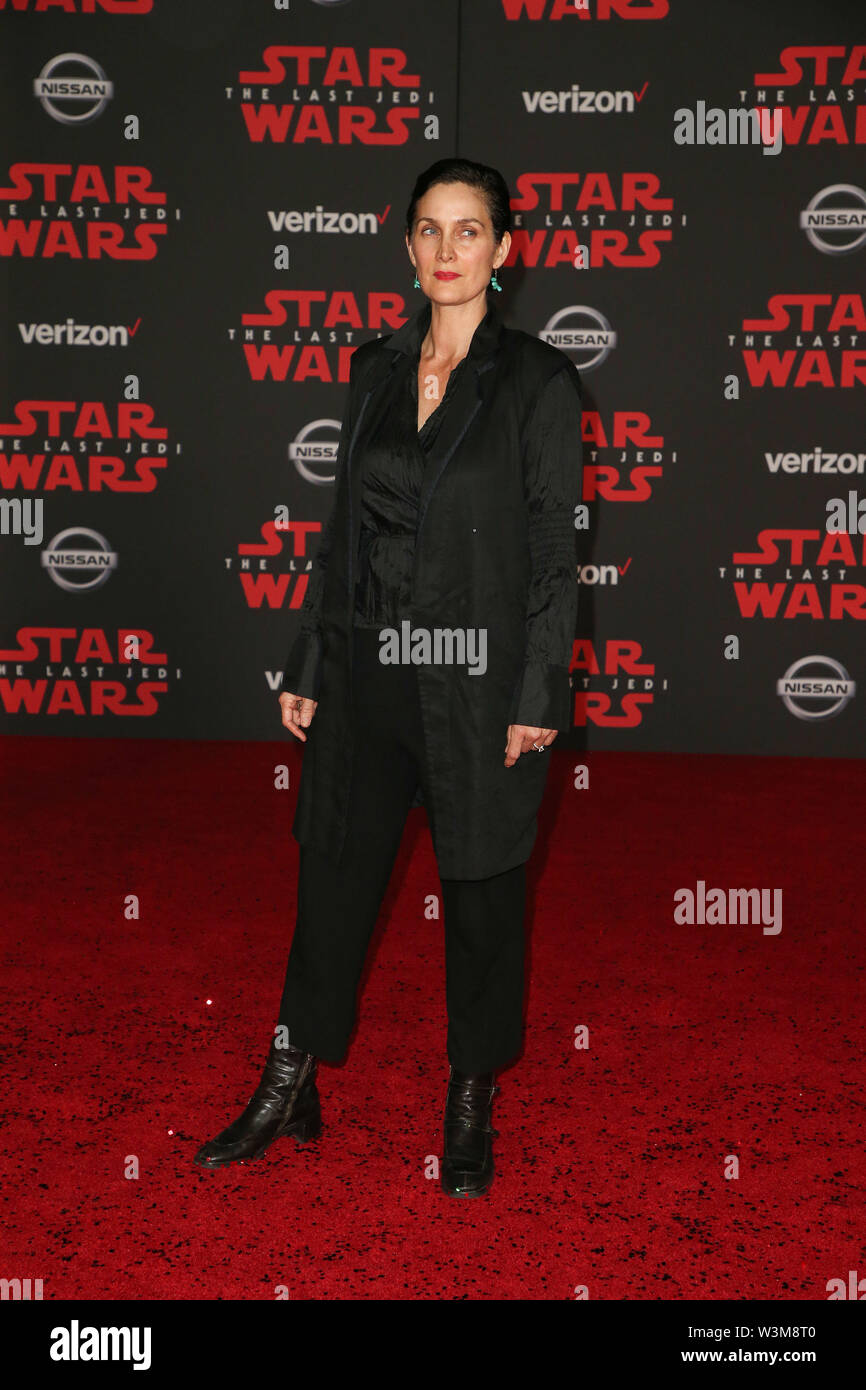 Los Angeles, CA, USA. Carrie-Anne Moss at "Star Wars: The Last Jedi ...