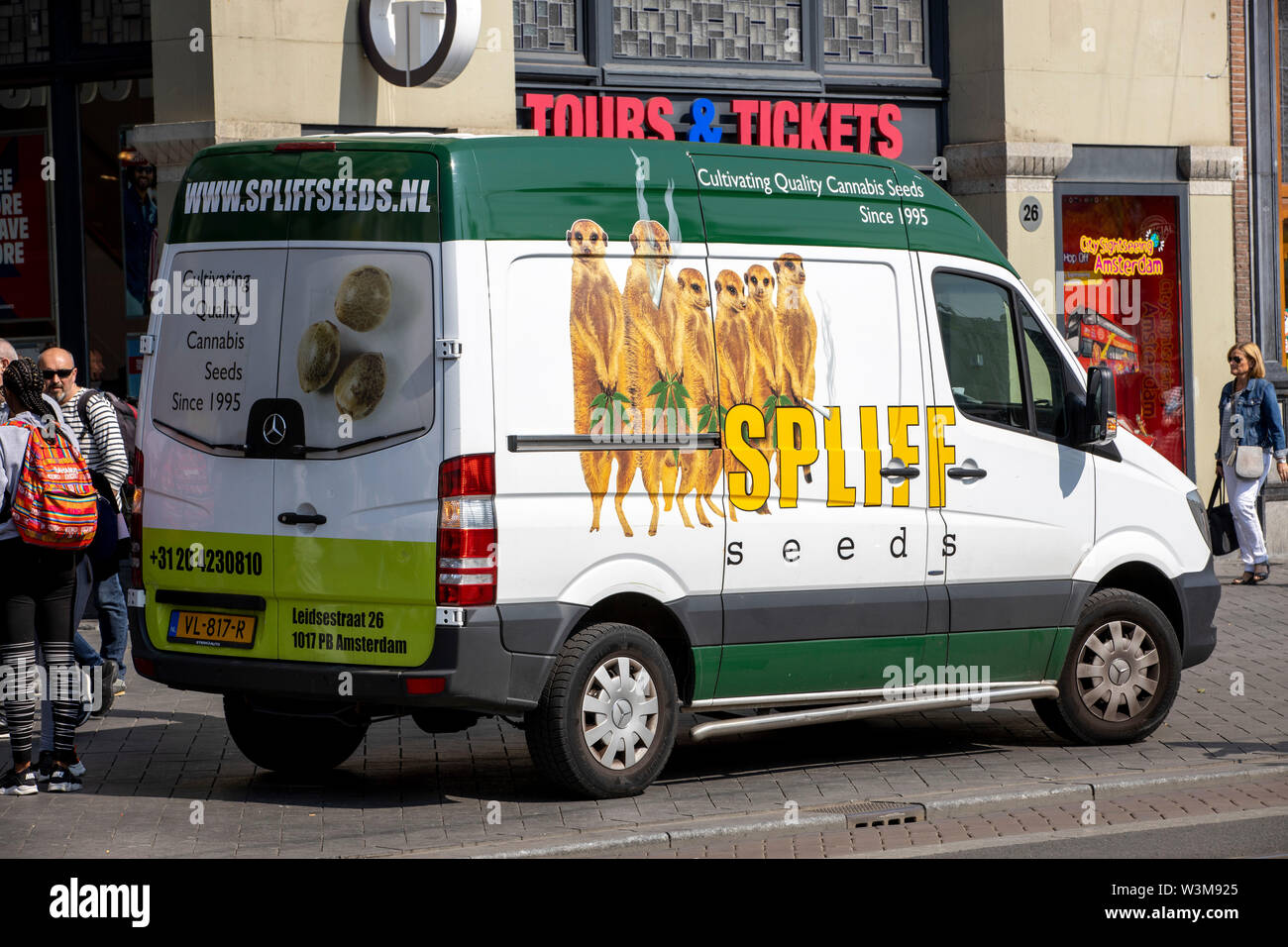 Amsterdam, Netherlands, downtown, delivery vans for canabis shops ...