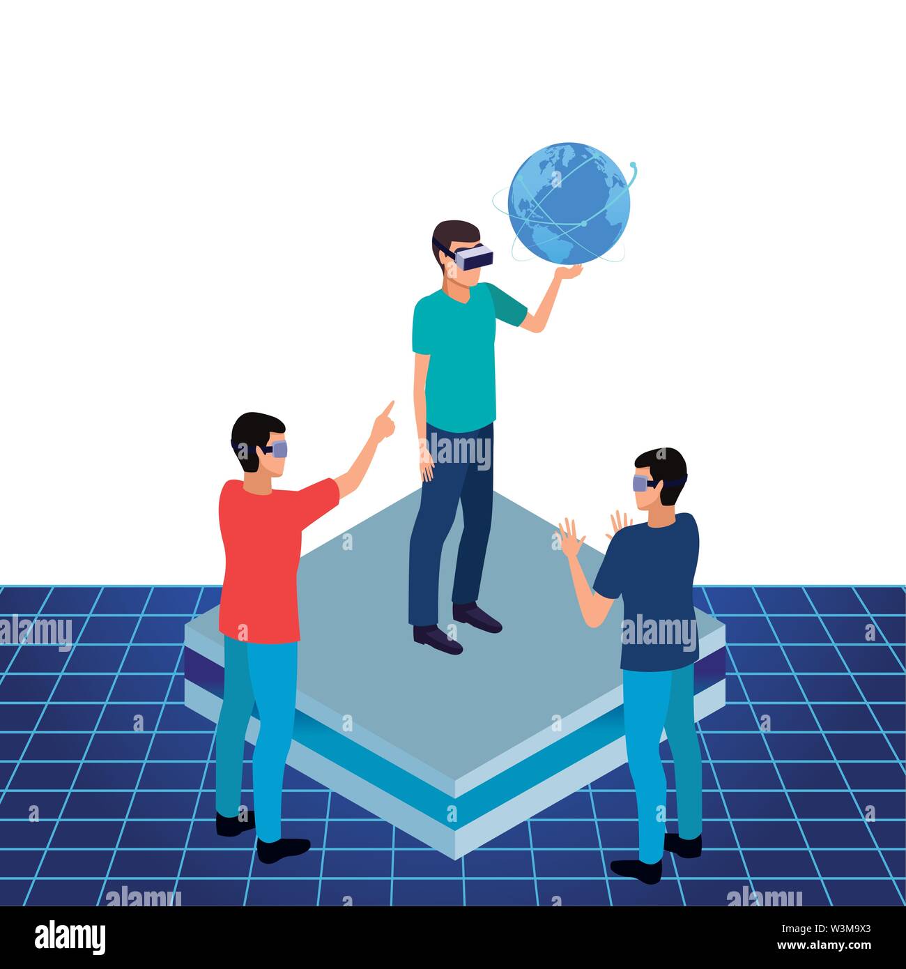 virtual reality technology experience cartoon Stock Vector Image & Art ...