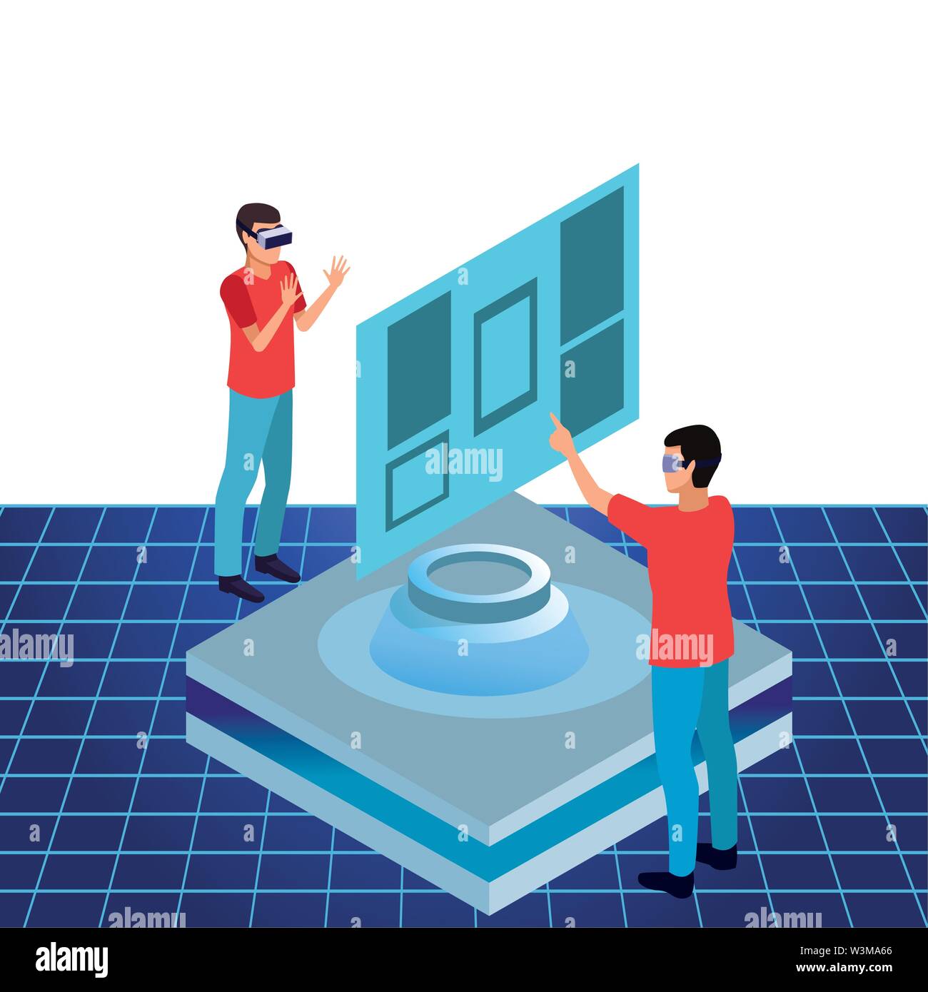 virtual reality technology experience cartoon Stock Vector Image & Art ...