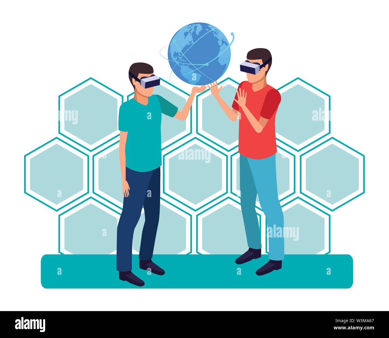 virtual reality technology experience cartoon Stock Vector Image & Art ...