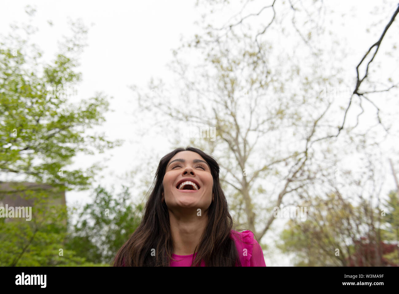 Woman under trees hi-res stock photography and images - Alamy