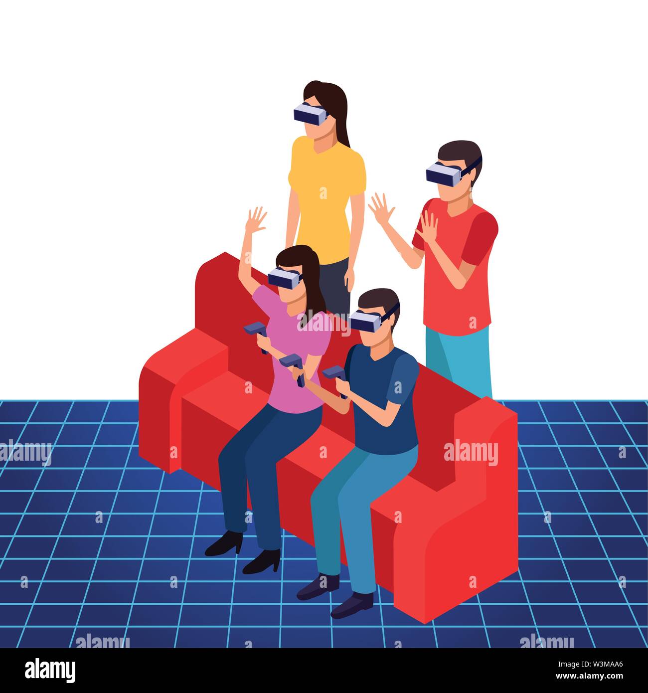 virtual reality technology experience cartoon Stock Vector Image & Art ...