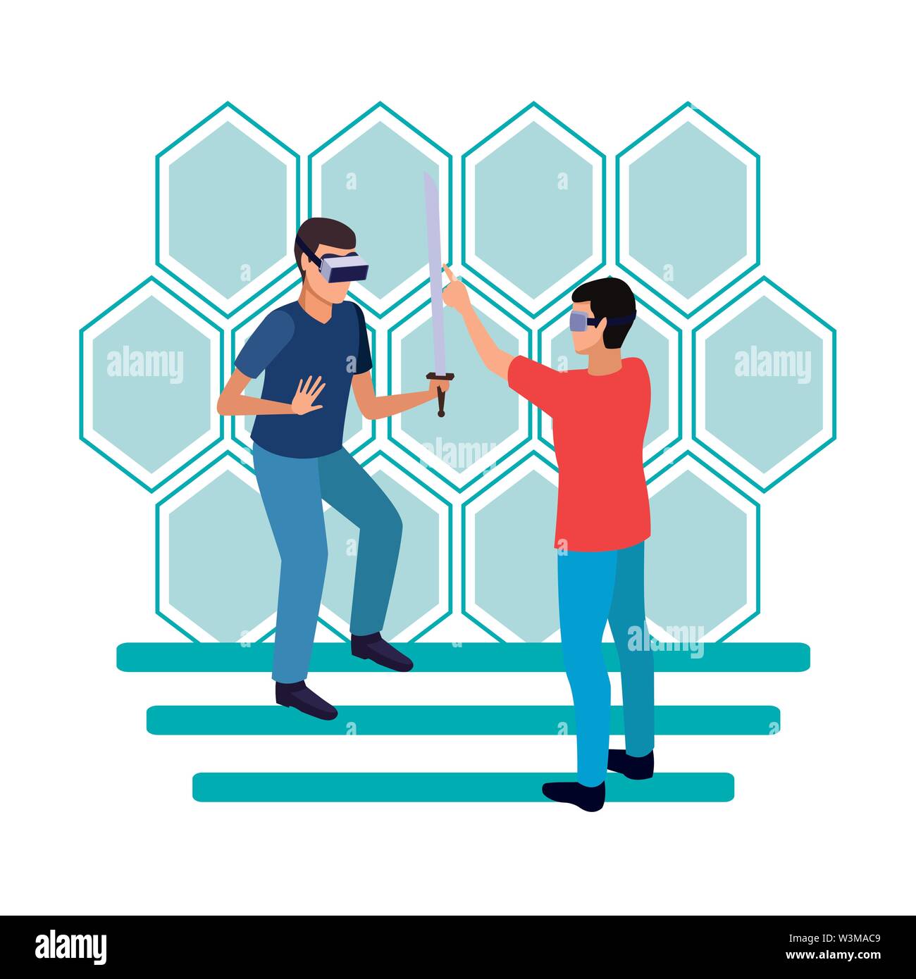 virtual reality technology experience cartoon Stock Vector Image & Art ...