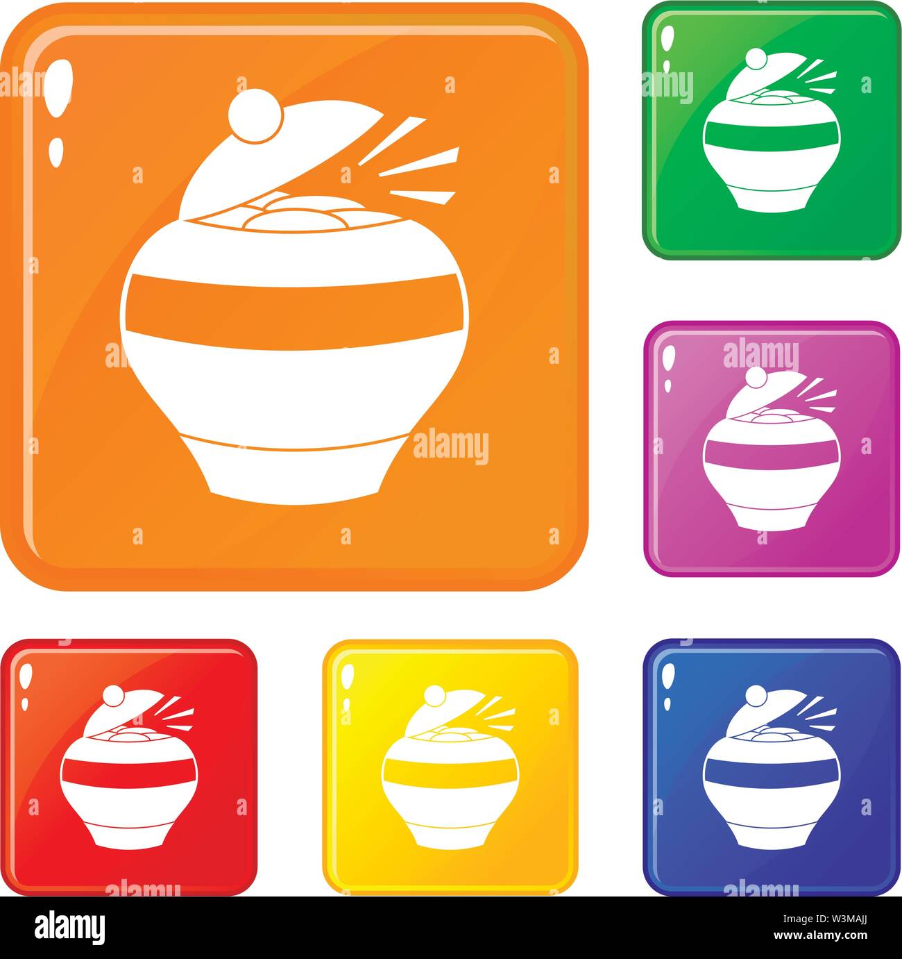 Pot full of gold coins icons set vector color Stock Vector Image & Art ...