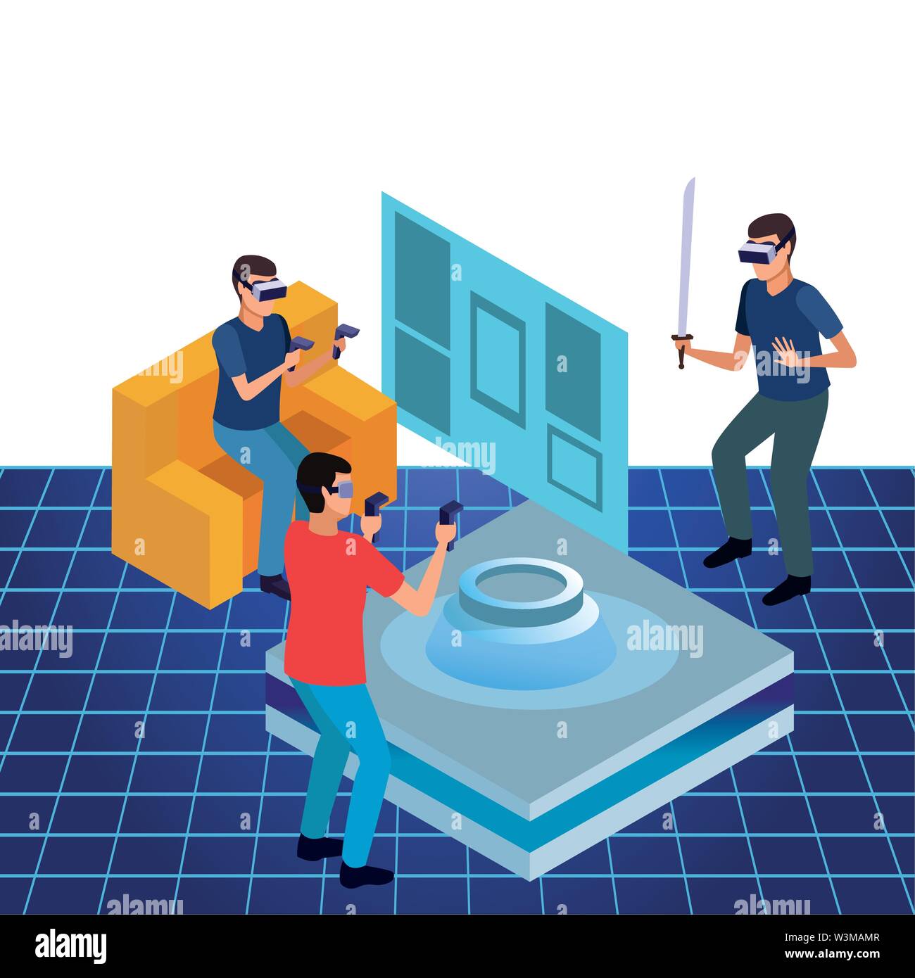 virtual reality technology experience cartoon Stock Vector Image & Art ...