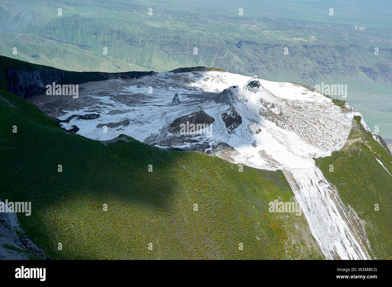 Rising crater floor and lava chimneys building up on volcano Oldoinyo ...