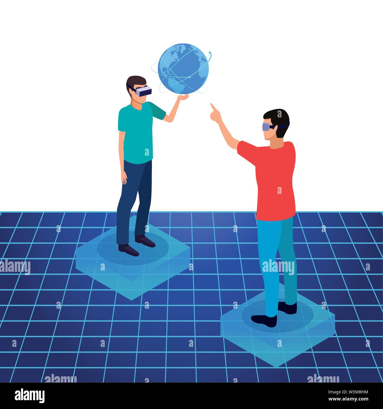 virtual reality technology experience cartoon Stock Vector Image & Art ...