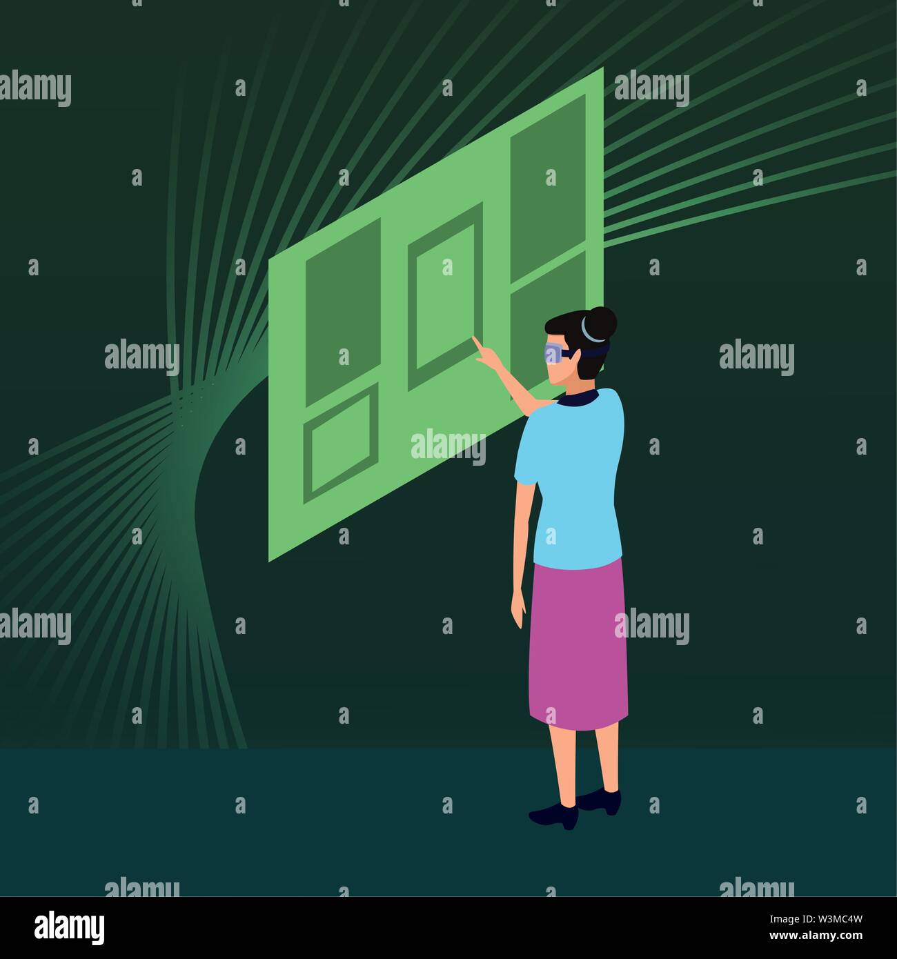 virtual reality technology experience cartoon Stock Vector Image & Art ...