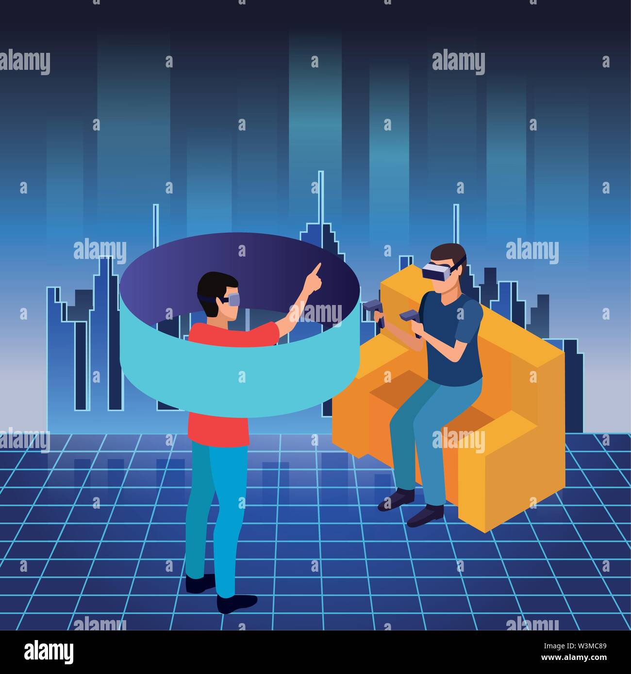 virtual reality technology experience cartoon Stock Vector Image & Art ...