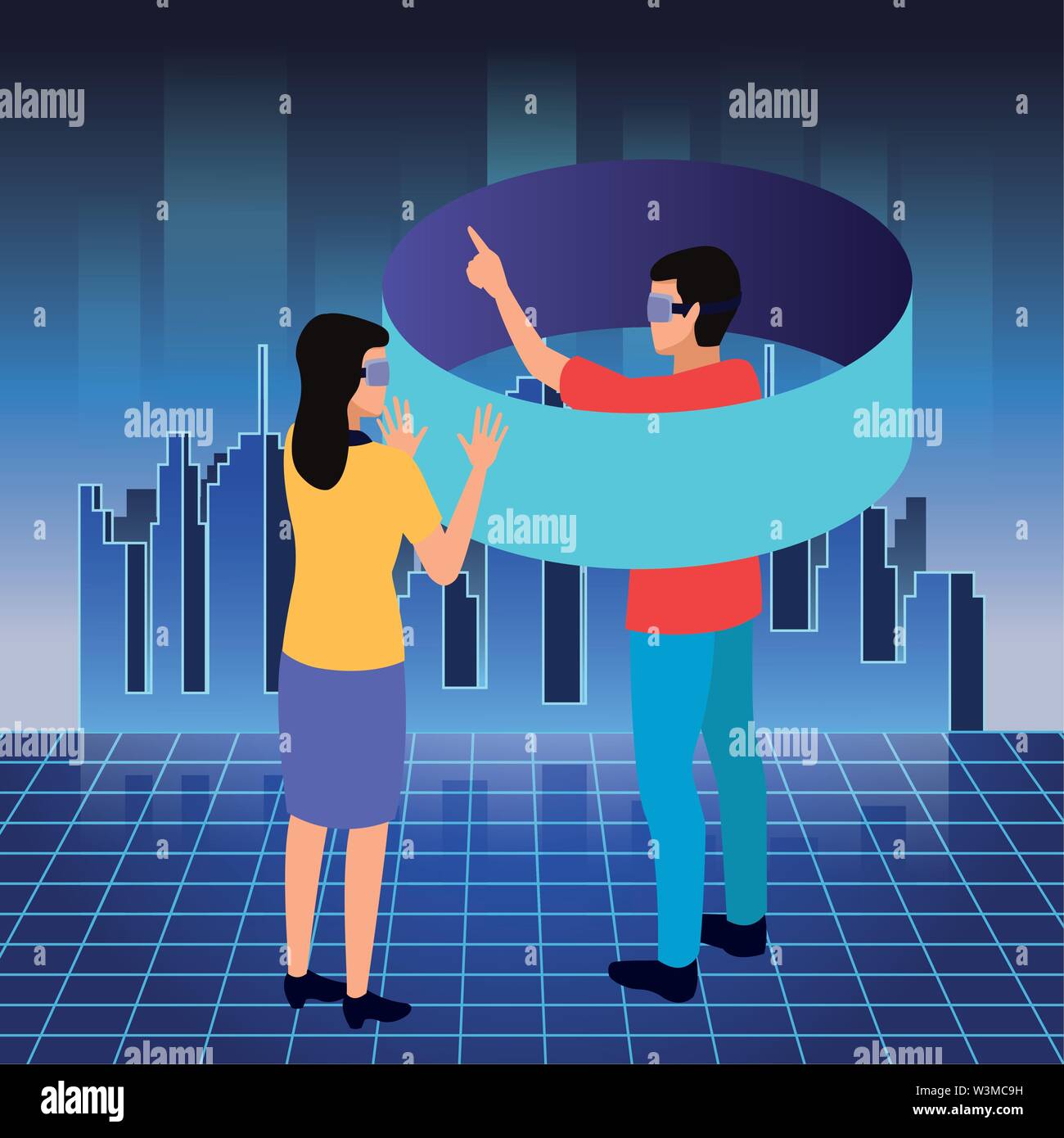 virtual reality technology experience cartoon Stock Vector Image & Art ...