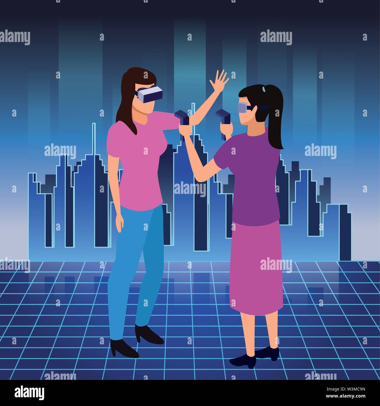 virtual reality technology experience cartoon Stock Vector Image & Art ...