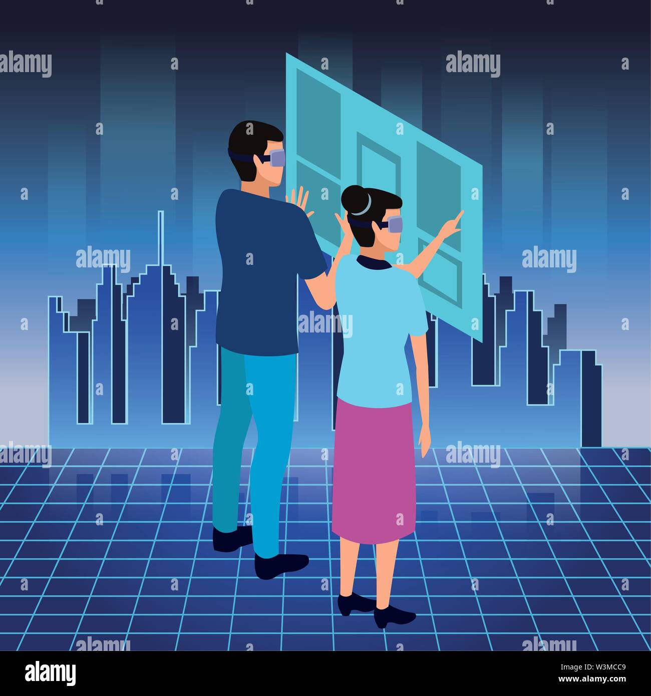 virtual reality technology experience cartoon Stock Vector Image & Art ...