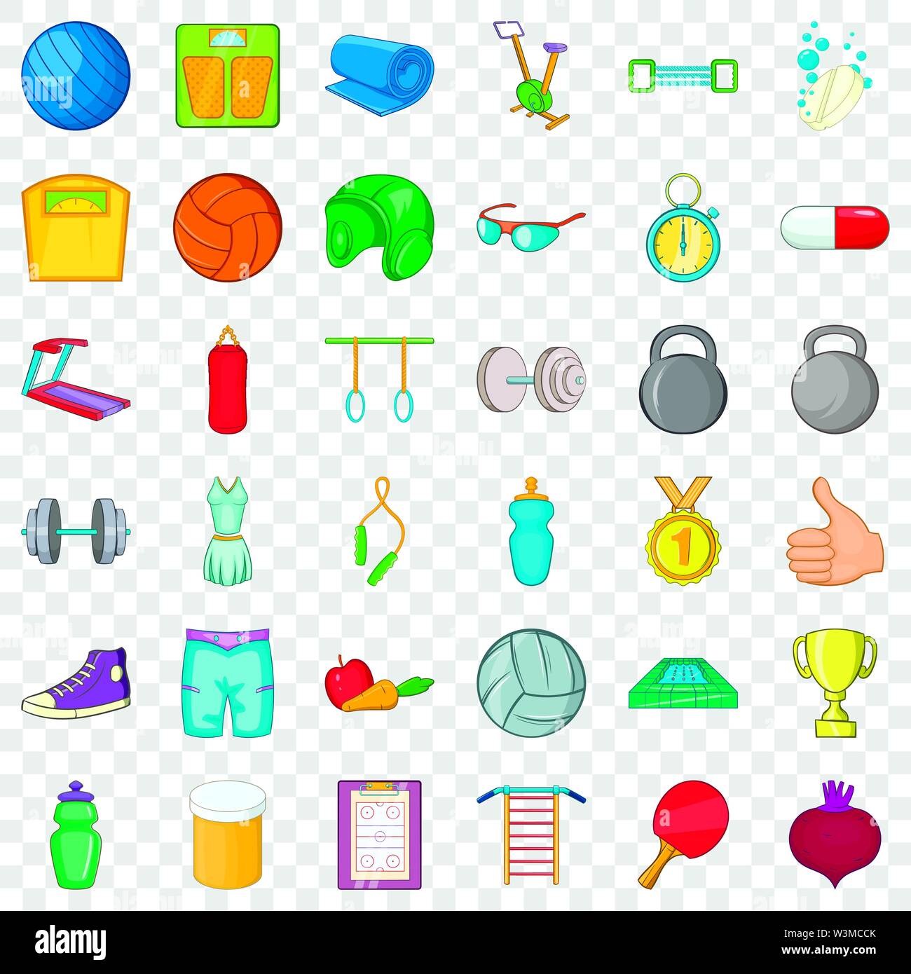 Gym icons set, cartoon style Stock Vector Image & Art - Alamy