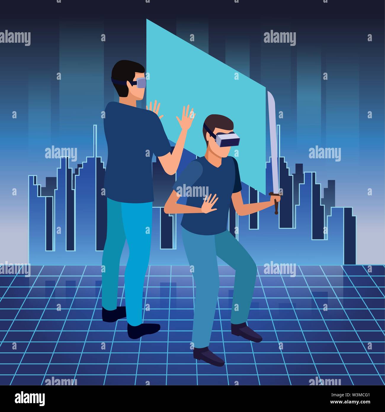 virtual reality technology experience cartoon Stock Vector Image & Art ...