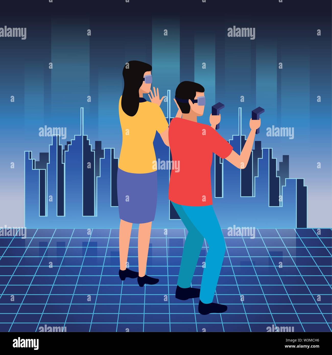 virtual reality technology experience cartoon Stock Vector Image & Art ...